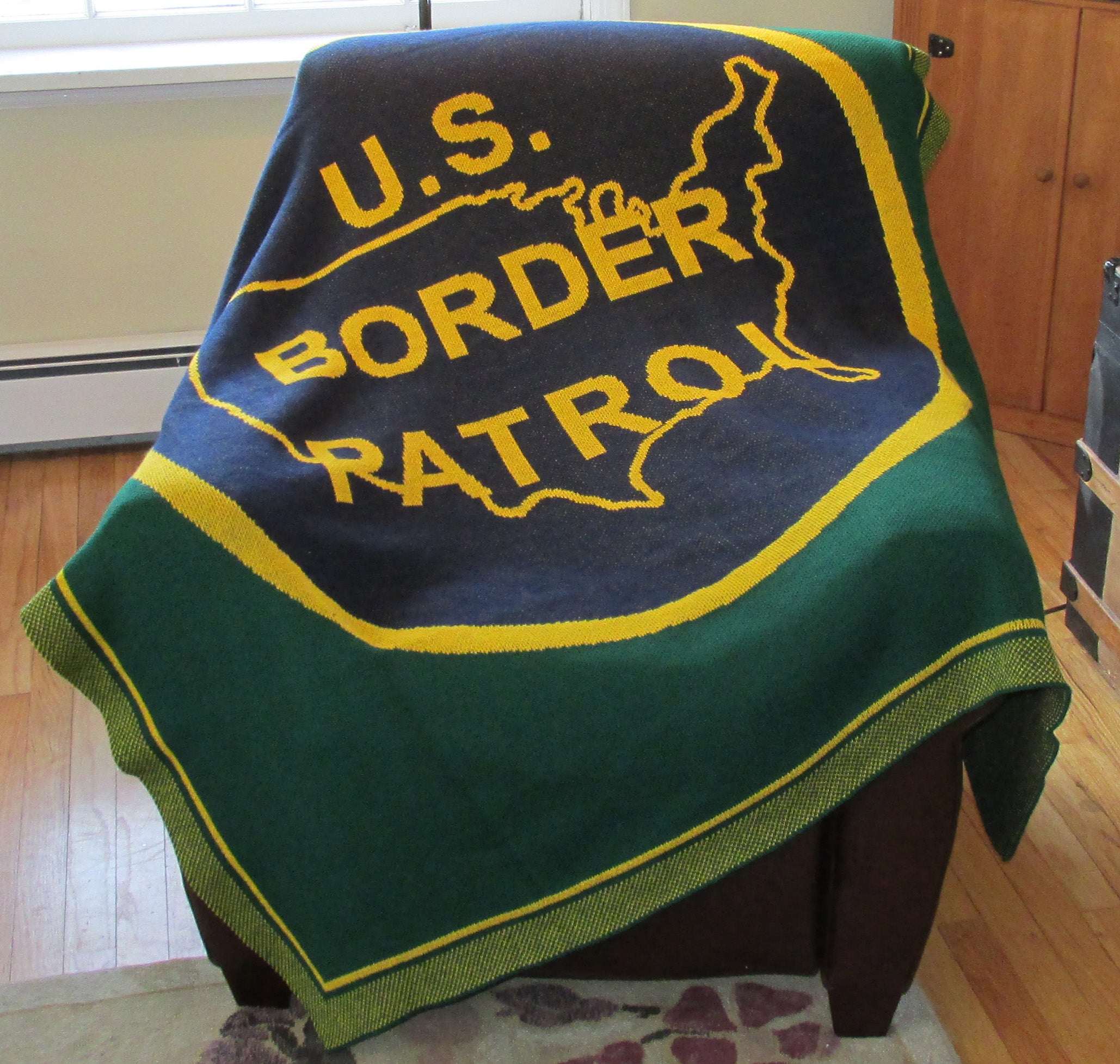 Blanket - Border Patrol Logo, Navy & Gold on Green Background | Tucson ...